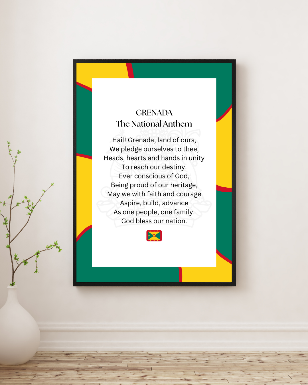 Grenada National Anthem Poster Print | Grenadian Wall Art, Caribbean ...